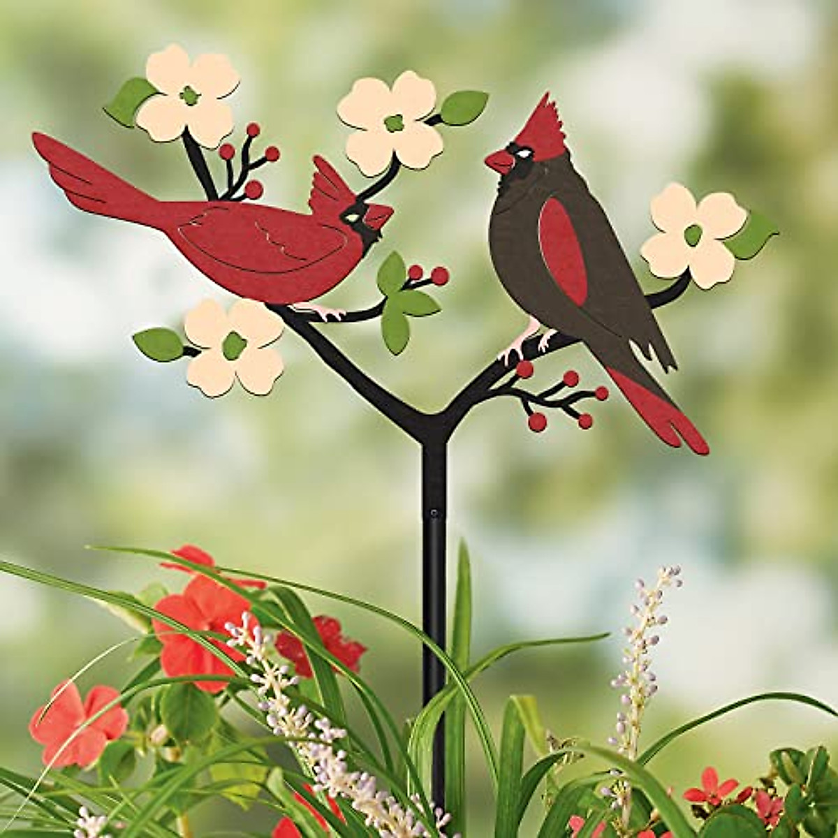 Tuitessine Cardinal Decor Spring Red Cardinals Yard Sign Stake Metal Bird Decorative Garden Stakes, Lawn Outdoor Decorations for Front Backyard, Spring Birthday Gift for Mom Women Friends Family