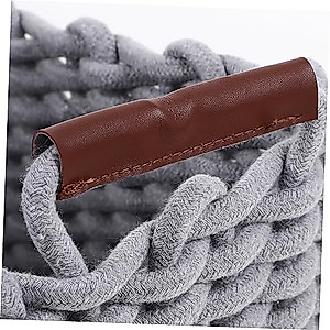 GLSTOY Book Storage Basket Organizers Baskets Sundries Storage Lightweight Basket Storage Bins for Shelves Bin Storage Rack Desktop Storage Basket Cotton Rope Basket Grey