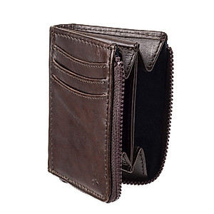 Damen + Hastings Men's RFID Zip Around Card Case Wallet, Brown, One Size