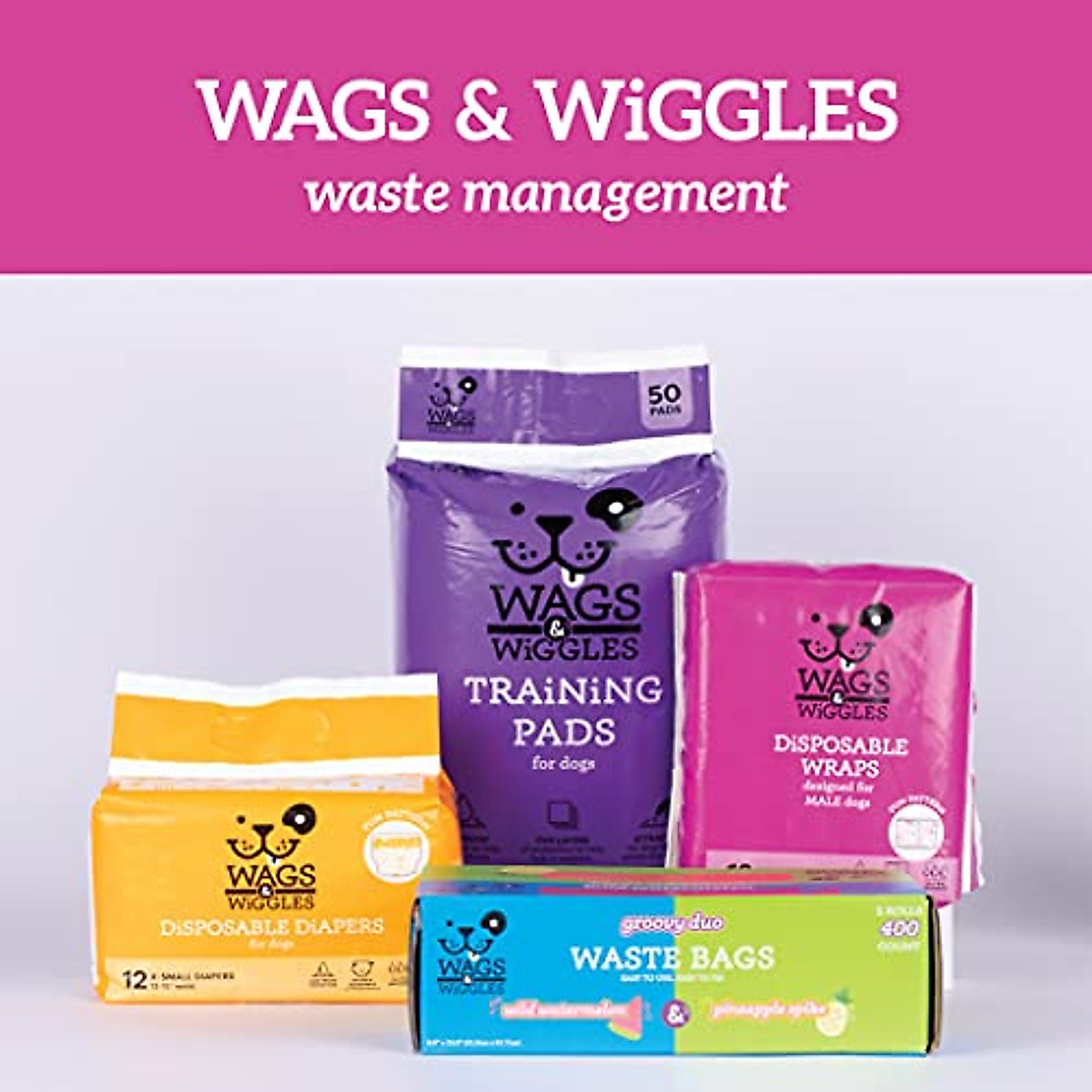 Wags & Wiggles Large Scented Dog Waste Bags | Pineapple Scented Dog Poop Bags | 4 Rolls of Doggie Bags, 60 Count Dog Waste Pickup Bags in Green/Orange