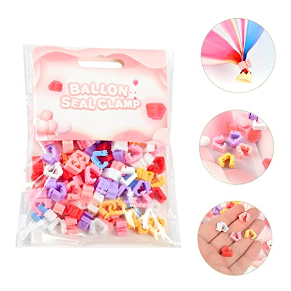Amosfun 500 Pcs Balloon Seal Clip Balloon Rings Buckle Balloon Connector Clip Balloon Arch Clip Sports Balloons Sealing Balloon Clip Balloon Arch Folder Balloon Ties Arched Set Plastic