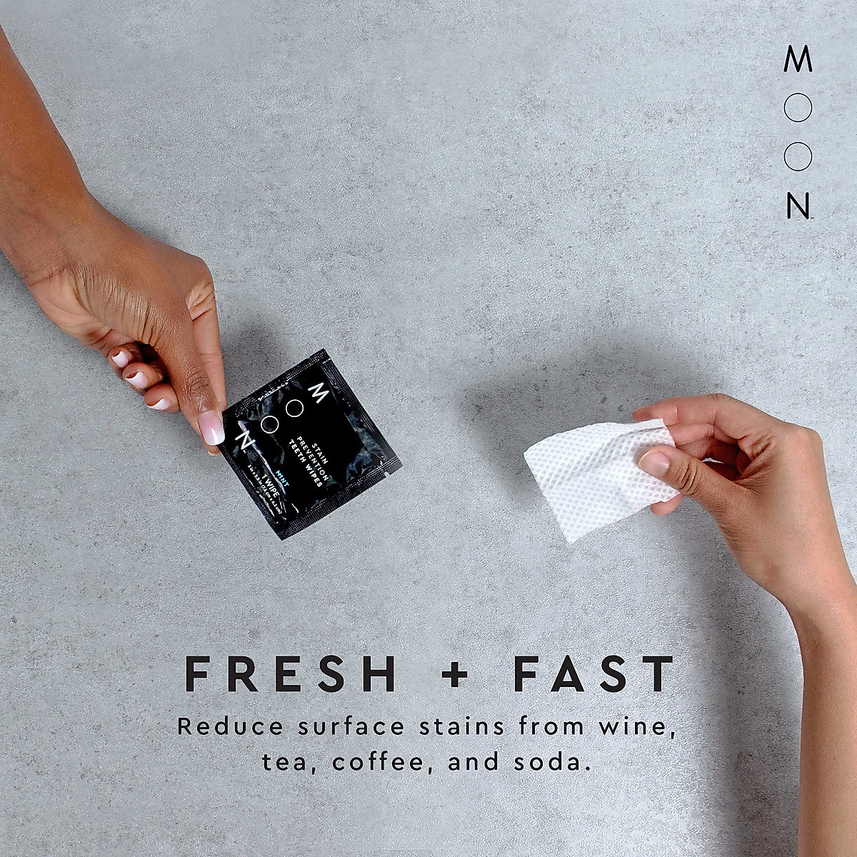 Moon Stain Prevention Teeth Wipes | Whitening + Cleansing Oral Care Wipes - 10 Wipes Per Pack