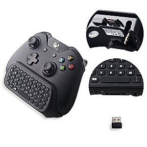 Megadream Xbox One USB 2.4Ghz Mini Wireless Qwerty Keyboard Gaming Chatpad Keyboard for Microsoft Xbox One and Xbox One S Controller PC - [Audio Compatible] - Black