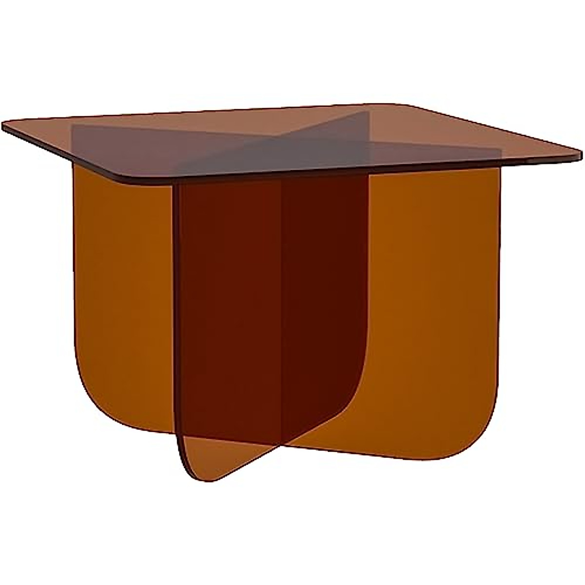 Casa Di Lumo Acrylic Coffee Table, 20" L x 20" W x 16" H, Transparent Colorful Coffee Table, Small Acrylic Clear Side Table, Modern Tempered Living Room Table Rounded Edges (Orange)