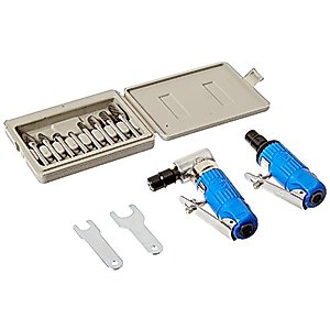 Astro Pneumatic Tool 1221 Composite Body 1/4" 90° Die Grinder, Mini Die Grinder AND 8pc. Double Cut Carbide Rotary Burr Set