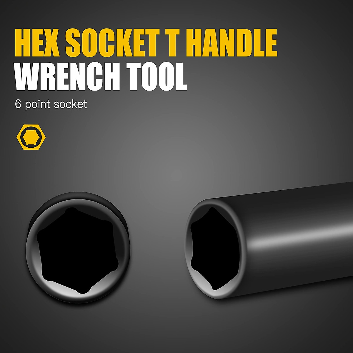 pgroup T - Handle Metric Socket Wrench Set 6- Point（6mm, 8mm, 10mm, 11mm, 12mm, 13mm, 14mm ） Cr-V Steel Hex Socket for Motorcycle Bicycle Repair (7Pack)