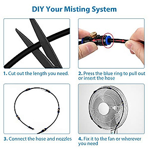 lifeegrn Misting Cooling System, Outdoor Misting System for Patio, 40 FT Misting Line+10 Mist Nozzles+3/4"Brass Adapter,Outdoor Mister System for Patio Garden Trampoline Greenhouse