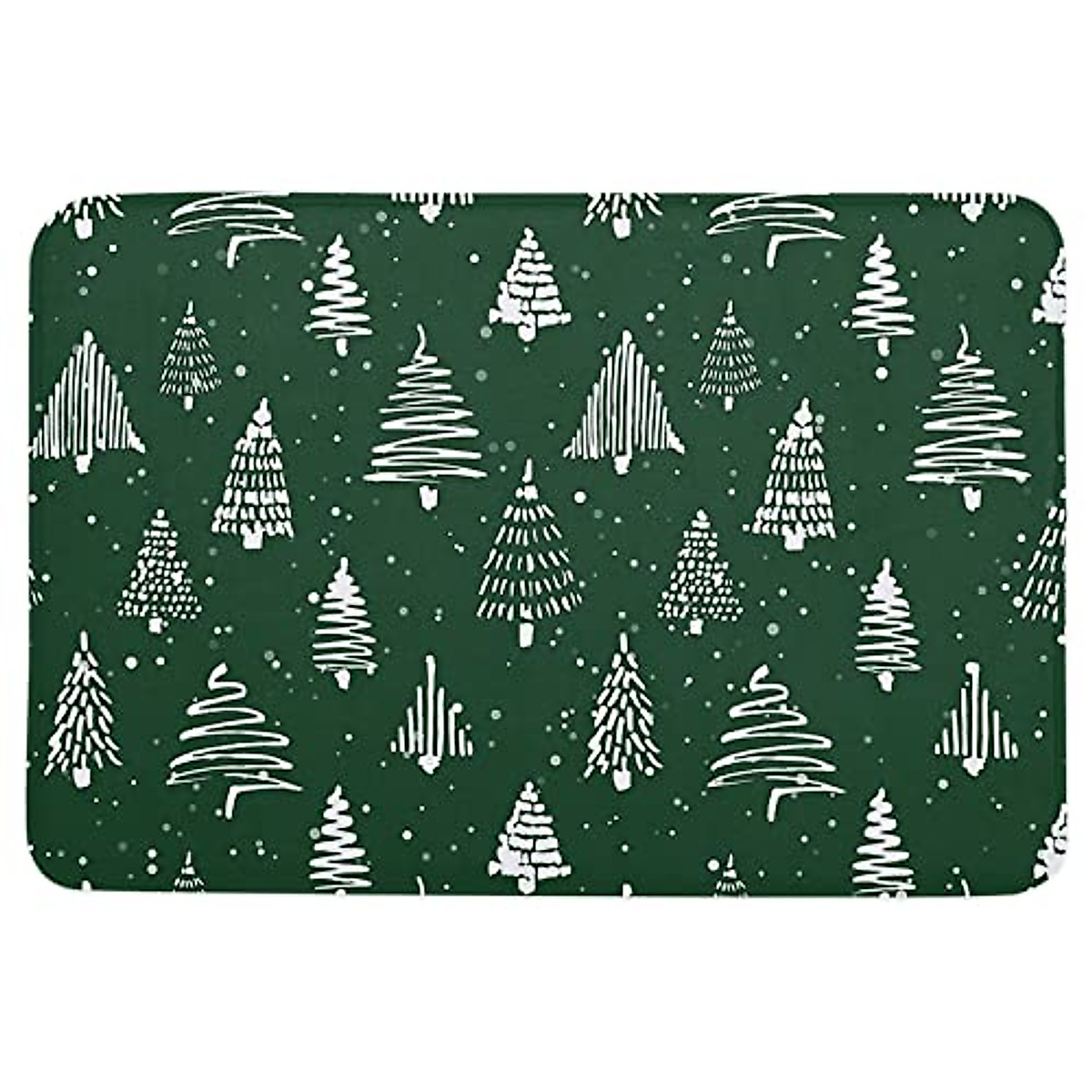 Prironde Front Door Mats Outdoor Indoor Kitchen Mat, Christmas Tree Green Entrance Doormat Non-Slip Bathroom Rugs Washable Floor Mats for Sink/Porch, 16" x 24"