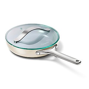 Caraway Nonstick Ceramic Mini Fry Pan With Glass Lid (1.05 qt, 8") - Non Toxic, PTFE & PFOA Free - Oven Safe & Compatible with All Stovetops (Gas, Electric & Induction) - Cream