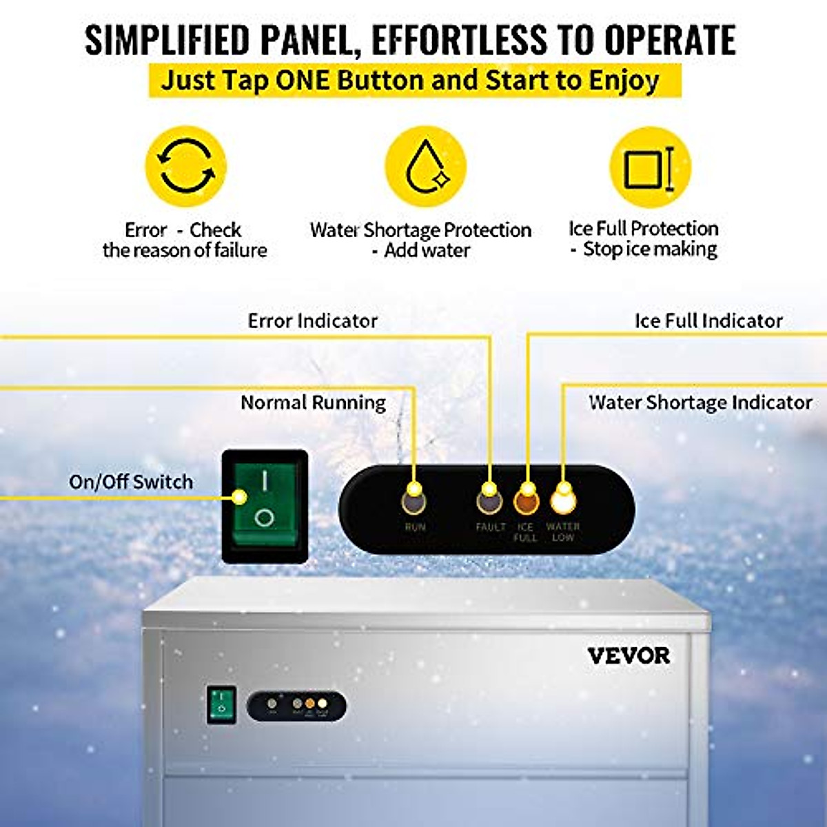 VEVOR Commercial Snowflake Ice Maker, 55LBS/24H ETL Approved Food Grade Stainless Steel Flake Ice Machine Freestanding Commercial Ice Machine for Seafood Restaurant, Scoop Included