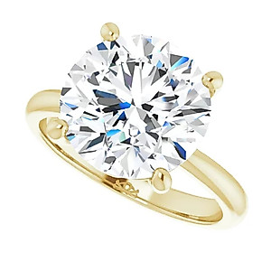 10K Solid Yellow Gold Handmade Engagement Rings, 5 CT Round Cut Moissanite Diamond Solitaire Wedding/Bridal Rings for Women/Her, Minimalist Anniversary Ring Gifts (12)