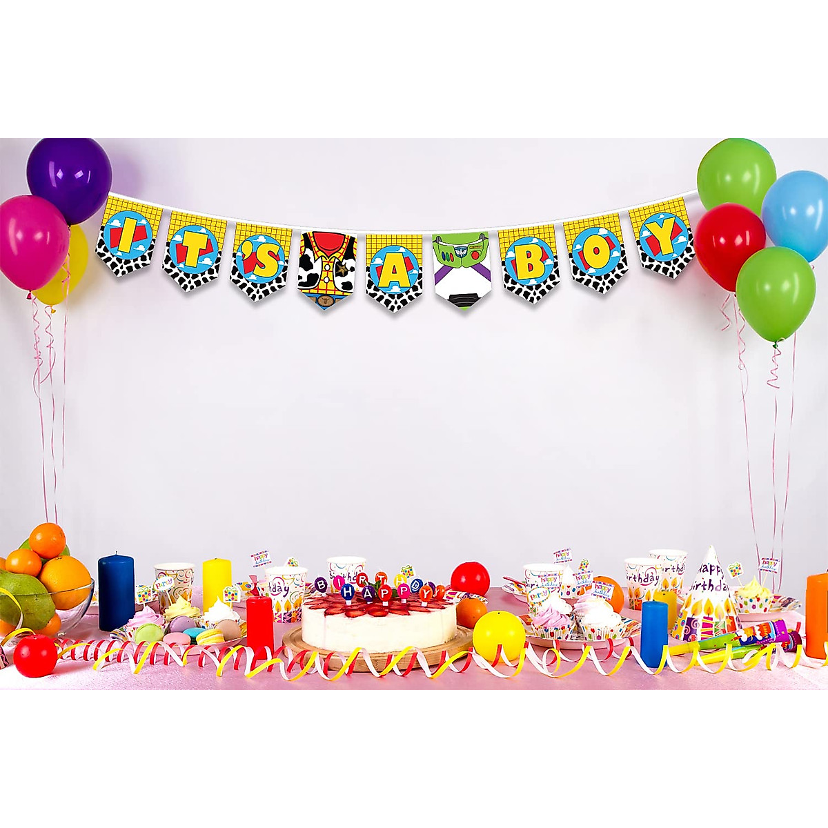 Baby Shower Decorations for Boy, Its A Boy Banner for Baby Shower, Its A Boy Banner Bunting Christening Baby Shower Garland, Toy Theme Story Baby Shower Banner for Boy, Boys Bday Banner Party Favors