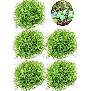 Wittocs Easter Green Grass Recyclable Paper Shred for Easter Basket Filler Creative Eggs Decor Filler Party Decoration Gift Packaging 200g