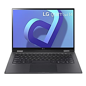 LG gram (2022) Laptop 14T90Q 2-in-1 14" Touchscreen, Intel Evo 12th Gen Core i5, 16GB RAM, 512GB SSD, Windows 11, Black
