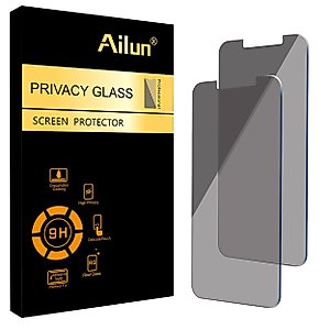 Ailun Privacy Screen Protector for iPhone 14 / iPhone 13 / iPhone 13 Pro [6.1 Inch] 2 Pack Anti Spy Private Tempered Glass Anti-Scratch Case Friendly [Not for iPhone 13 Pro Max] [2 Pack]