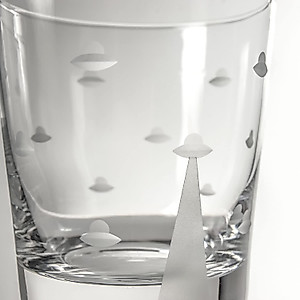 Rolf Glass UFO Mothership Double Old Fashioned Glass 13 ounce | Engraved Whiskey Glass | Lead-Free Glass | Etched Whiskey Tumbler Glasses | Proudly Made in the USA (Set of 4)