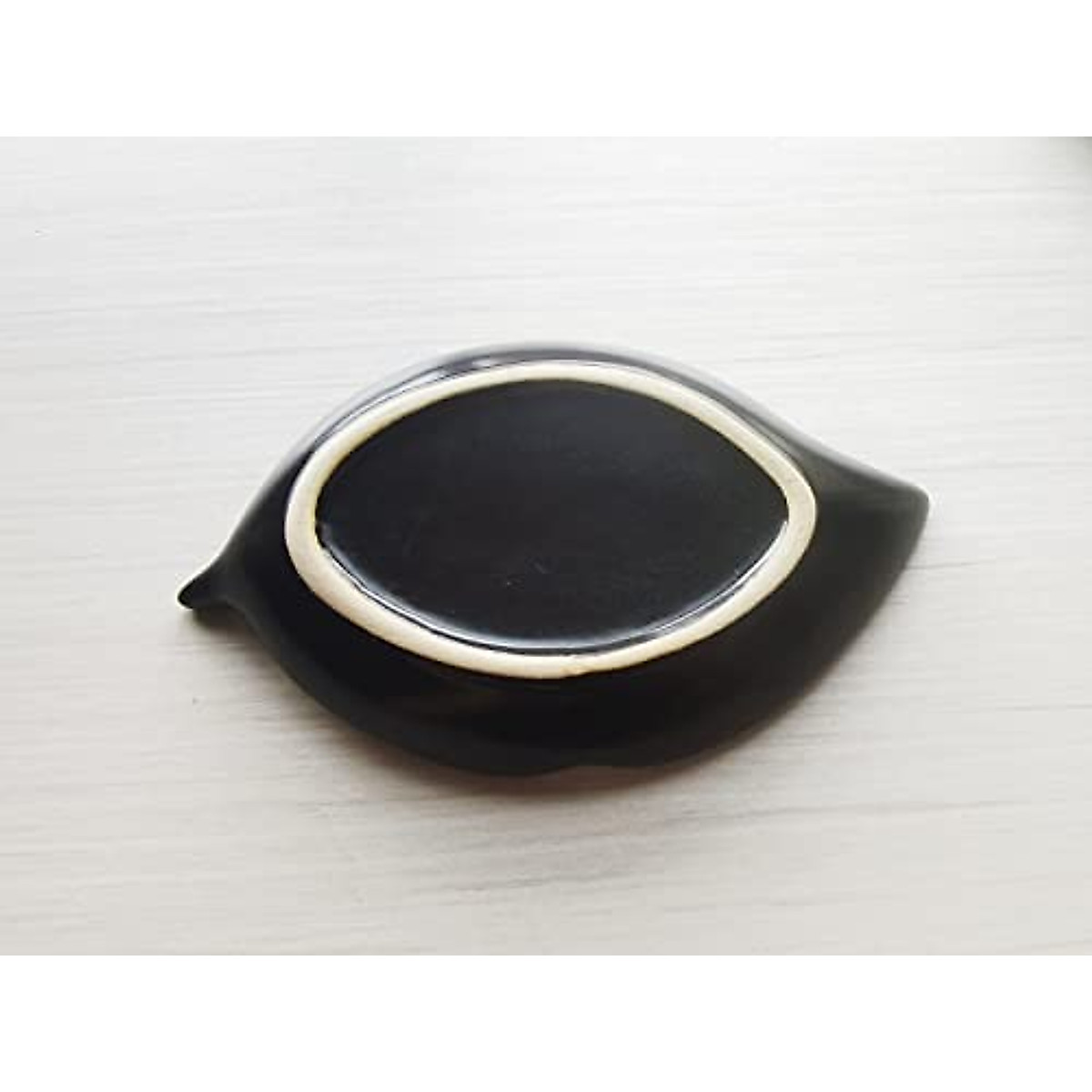 Ceramic Spoon Rest Cooking Spoon Holder for Kitchen Counter/Stove Top/Dining Table with Cute Spoon, Leaf Shaped, Modern Farmhouse Decorative, 6.7x3.9 inch