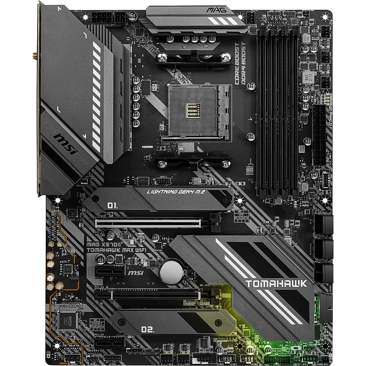 MSI MAG X570S Tomahawk WiFi Motherboard (AMD AM4, DDR4, PCIe 4.0, SATA 6Gb/s, M.2, USB 3.2 Gen 2, AC Wi-Fi 6, HDMI, ATX)