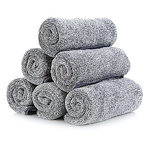 FYY Kitchen Dish Cloths Dish Rags, 6 Pack Ultra Soft & Absorbent Dish Towels Quick Drying Dishcloth Cleaning Cloth Washcloth for Use in Kitchens, Bathroom, Restaurants and More (12x12 inch, Grey)