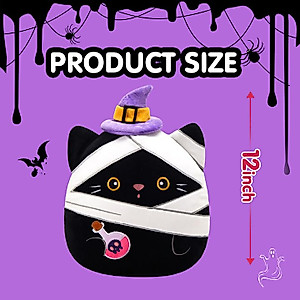 Tanguo Halloween Black Cat Plush Toy- 12'' Animals Halloween Decor Black Cat Stuffed Animal Gift for Kids, Toddlers Home Room Decoration