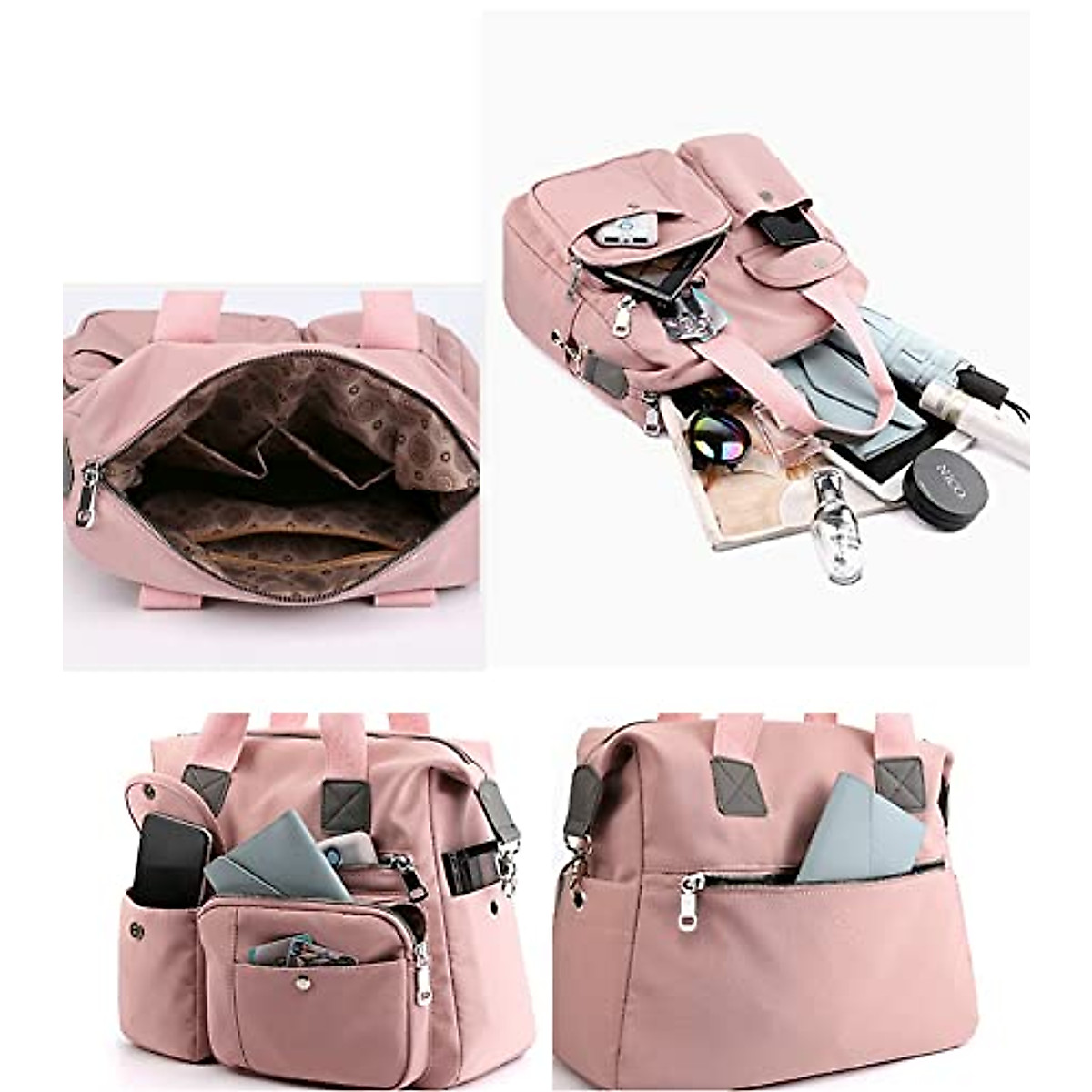 Women's Shoulder Bag Supple Nylon Tote Bag Large Cross-Body Bag Top-Handle Bag With Zip Closure Trendy Bag…