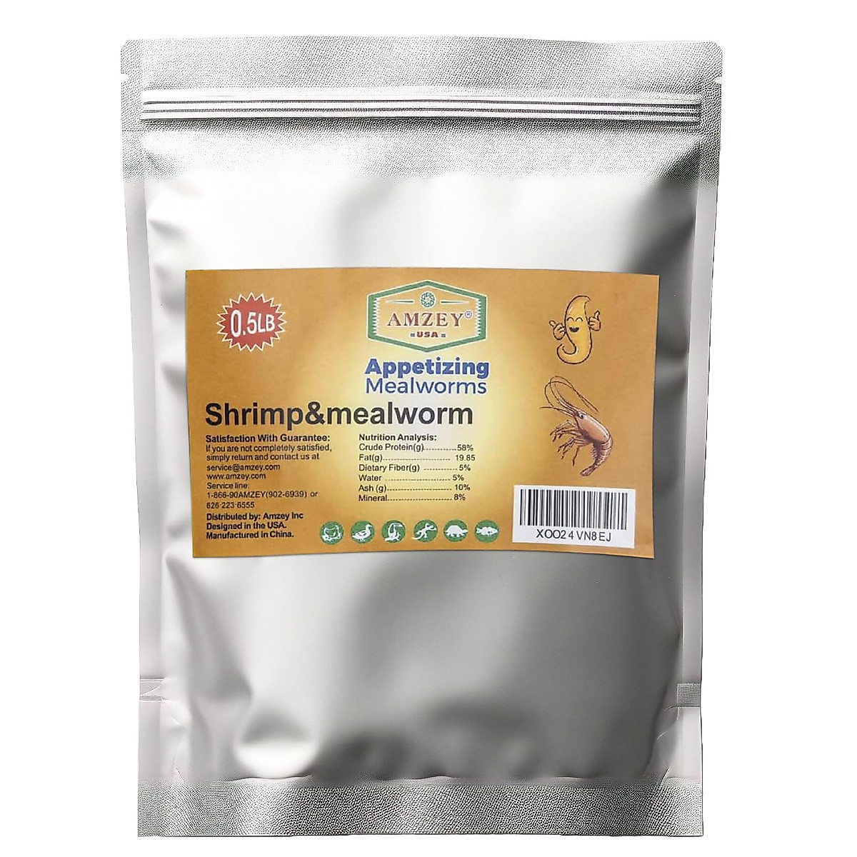 Appetizing Mealworms with Dried River Shrimp (8oz) All Natural 100% Non-GMO,Surf & Turf, Chicken, Fish, Ducks, Wild Birds, Turtles, Hamsters, Fish, and Hedgehogs