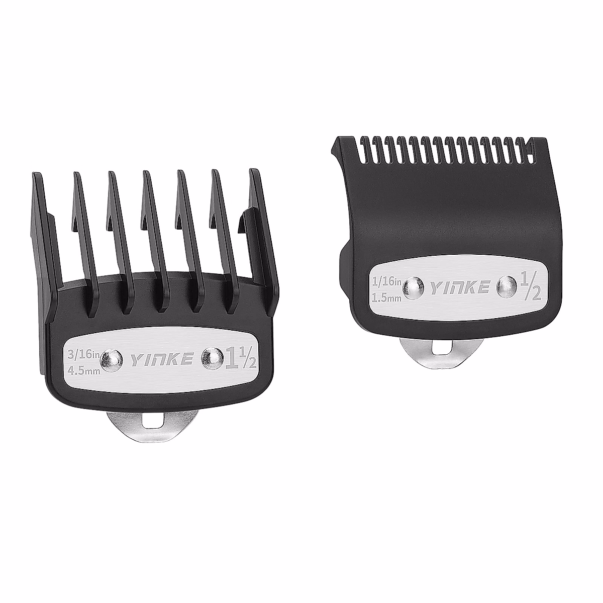 Yinke for Wahl Clipper Guards Set, Hair Guide Combs with Metal Clip, 2 Cutting Lengths 1/8 & 3/8 inch, Fits Most Cordless/Cord Wahl Clippers (Black)