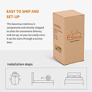 ESHINE Queen Adjustable Bed Frame - 14“ Luxury Gel Memory Foam Hybrid Mattress, 5 Minutes Installation, 609 Independent Pocket Springs, Massage, 3000 Premium Series