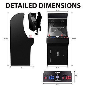 Creative Arcades Full Size Stand-Up Commercial Grade Arcade Machine | 2 Player | 3500 Games | 22" LCD Screen | 2 Sanwa Joysticks | Trackball | 2 Stools Included | 3 Year Warranty
