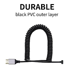 RIIEYOCA 90 Degree Up Angle UHD 4K Micro HDMI Male to HDMI Male 18Gbps High Speed 2.0 Extender Coiled Cable Supports 4K@60Hz,1080p,ARC,3D,for Laptop,DVRs,HDTV,Roku Ultra Stretchable to 1.5M/5FT