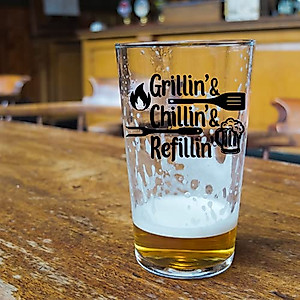 Funny Beer Glass Set For Men - Humorous Fathers Day Gift For Men - Best Dad Or Stepdad Gift for Summer Grilling, Valentines Day, Birthday, Christmas Stocking Stuffer - Beer Glass Grill Accessories