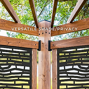 Backyard Discovery Verona 12' x 8' Cedar Wood Cabana Corner Pergola with Bamboo Privacy Panels for Outdoor Patio, Deck, Garden, Poolside, Entertaining