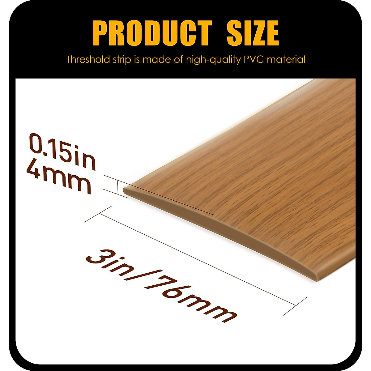 Bnell Floor Transition Strip Self Adhesive Vinyl Laminate Floor Cover Strip 3" Floor Flat Divider Strip for Joining Floor Gaps and Doorway Transitions (10Ft, 7.6cm, Yellow Oak)