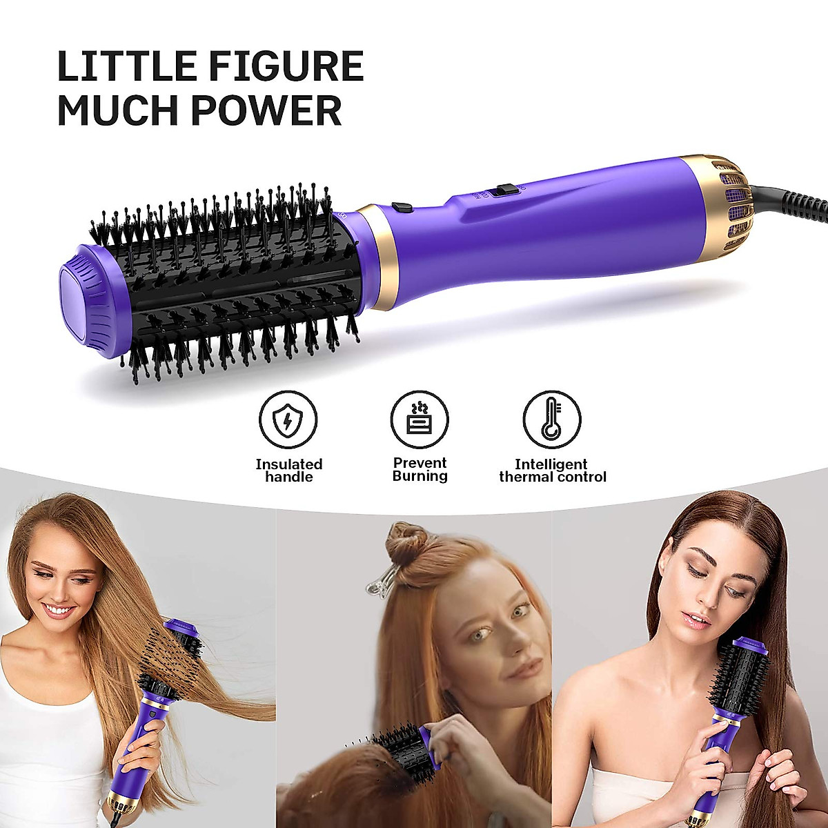 Afunti Hair Dryer Brush One-Step Hot Air Brush, 3 in 1 Hair Curler Straightener Blow Dryer, Negative Ion Reducing Frizz and Static, 1200W Hair Comb Styler Kit ​for All Hair Types