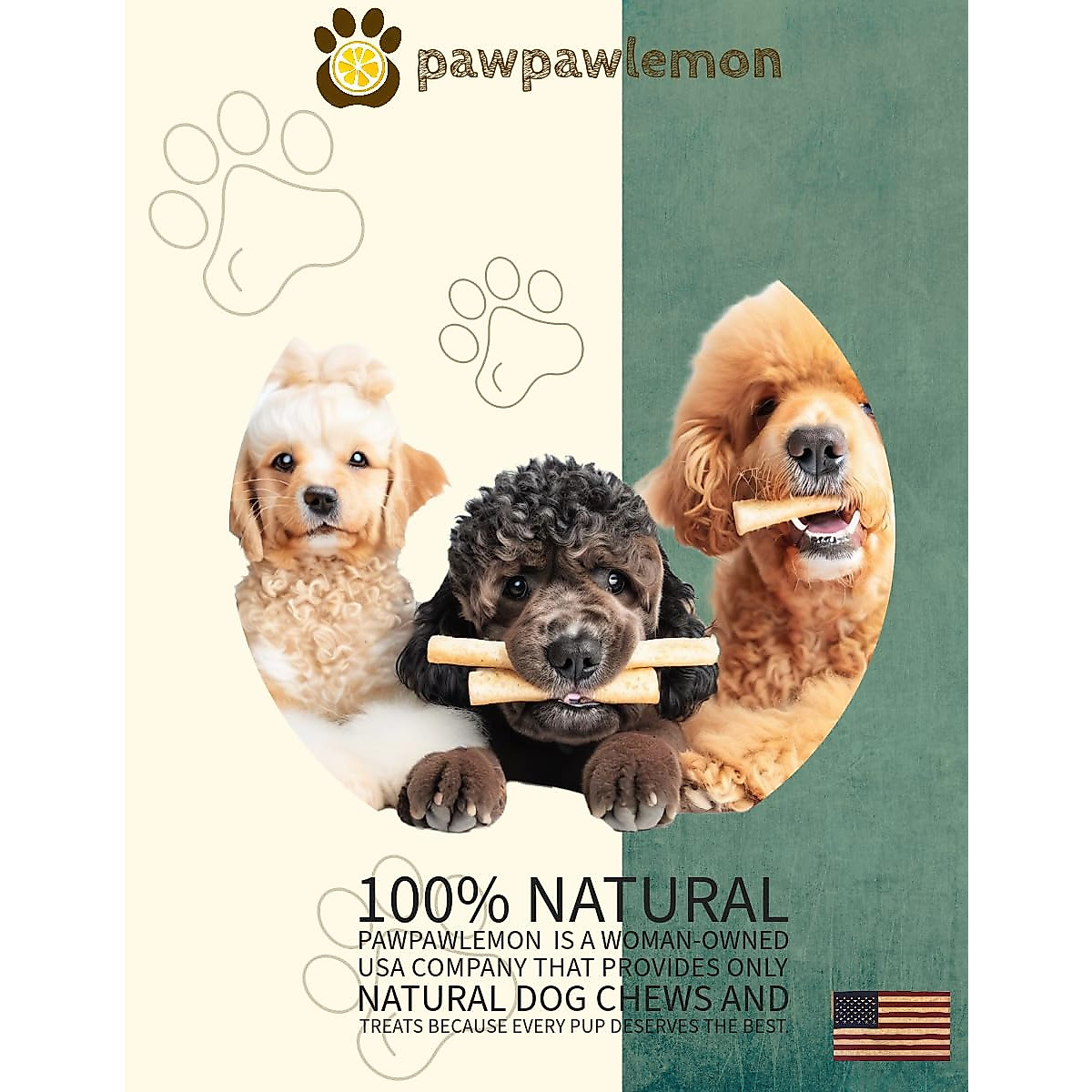 pawpawlemon Bully Sticks for Dogs (6 inch Pack of 20) | Long Lasting Natural Dog Chew | Single Ingredient 100% Beef Pizzle | Packed in The USA | Standard Thickness
