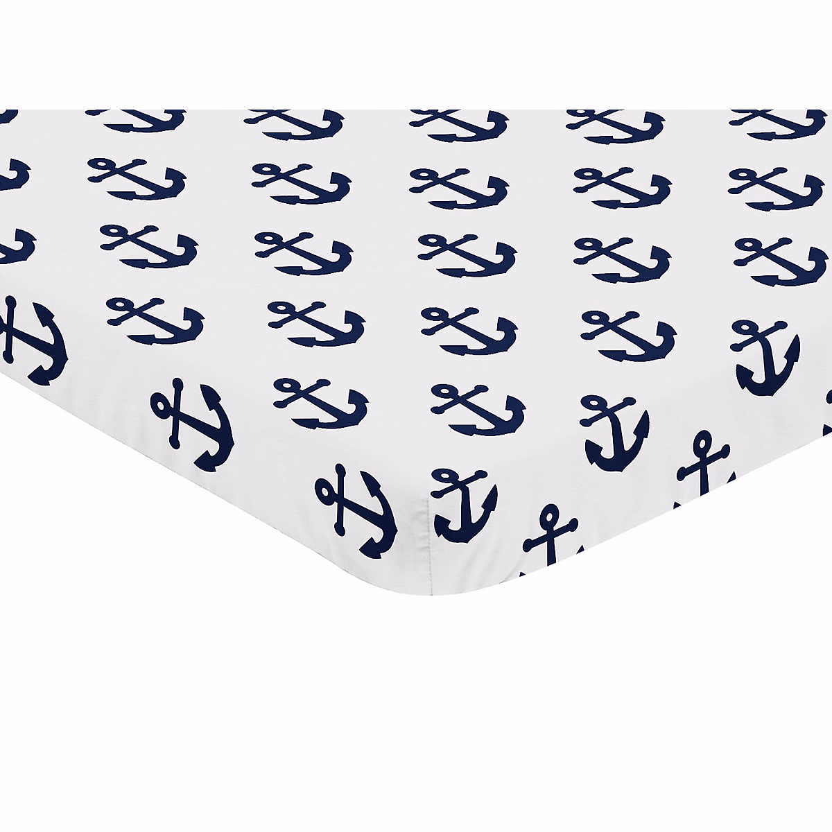 Sweet Jojo Designs Navy Blue White Anchors Boy Girl Fitted Mini Crib Sheet Baby Nursery for Portable Crib Pack and Play - Nautical Theme Ocean Sailboat Sea Marine Sailor Anchor Unisex Gender Neutral