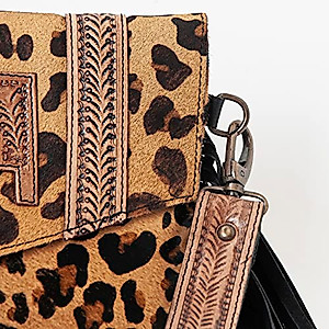 Merbaa Animal Printed,Cowhide And Hairon Leather With Hand Tooled Fashion Hippie Suede Fringe Tassel Messenger Bag for Women Hobo Vintage Shoulder Bags Crossbody Handbag (Orange Tan)