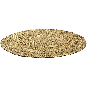 Devik Decor Braided Boho Natural Jute Reversible Collection 3 x 3ft Handmade Round Area Rug for Farmhouse Living Room Bedroom Kitchen and Outdoor Decorative Mate (3FT_Round (36 Inches X 36 Inches))
