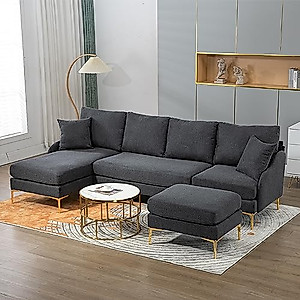 Modern Convertible U-Shaped Sectional Corner Sofa for Living Room,Upholstered Accent Modular Sectionals Sofá Couch Bed for Home Office