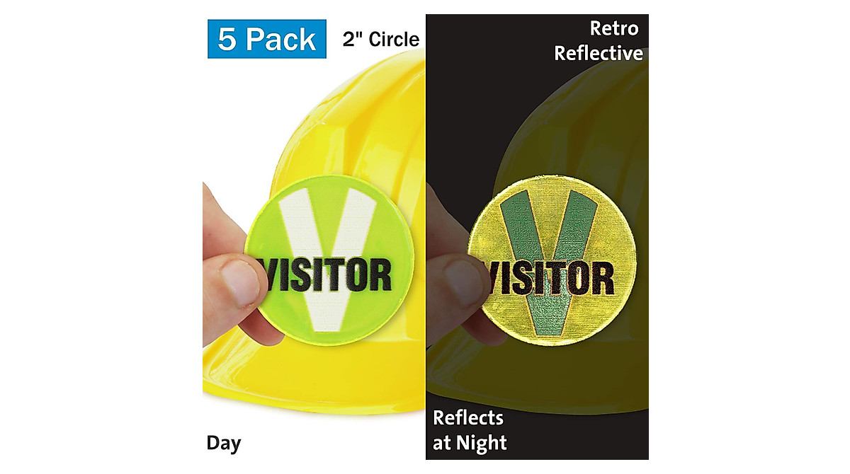 SmartSign Visitor Pack: 5 Reflective Hard Hat Labels