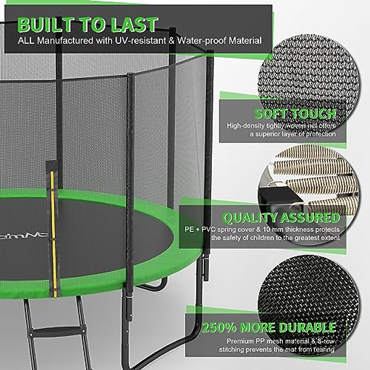 CalmMax Trampolines 12FT Jump Recreational Trampolines with Enclosure Net - ASTM Approved - Combo Bounce Outdoor Trampoline for Kids Family Happy Time