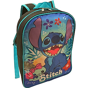 Ruz Stitch Unisex 15" Backpack (Black-Blue)