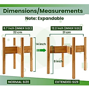 ZPirates Plant Stand Indoor - Bamboo Wood, Full Adjustable, Holds 8 10 and 12 Inch Planter Pots - Holder for Plants and Flowers