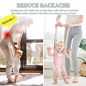 Huifen Baby Walker for Girls Adjustable Baby Walking Harness with Detachable Crotch Baby Support Assist Handheld Kids Walker Helper for Baby Learn to Walk (9-24 Months) (Breathable Pink) …