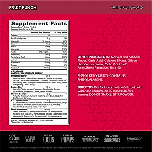 BSN N.O.-XPLODE Pre Workout Supplement with Creatine, Beta-Alanine, and Energy, Flavor: Fruit Punch, 60 Servings