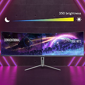 Sceptre Curved 49 inch (5120x1440) Dual QHD 32:9 Gaming Monitor up to 120Hz DisplayPort HDMI Build-in Speakers, Gunmetal Black 2021 (C505B-QSN168)