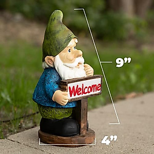 Dawhud Direct Welcome Gnome Solar Light for Home and Outdoor Decor Gnome Solar Powered Flickering LED Garden Light Backyard Gnome Decoration Solar Powered Flickering LED Garden Light