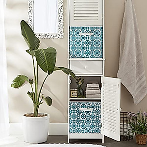 DII Non Woven Polyester Storage Bin, Scroll, Teal, Large