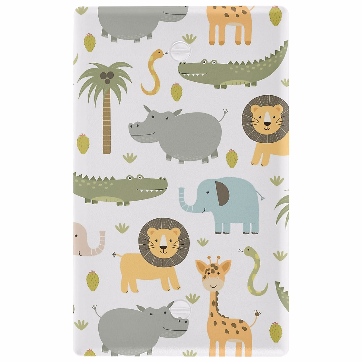 Wild Animals Zoo Toggle Light Switch Wall Plate Electrical Outlet Cover Size 1 Gang 2.9" x 4.6" Kids Decorative Nursery Teen Toddler Room Bedroom Bathroom Decor