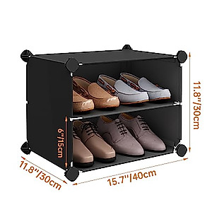 MAGINELS Shoe Rack, 40 Pair Shoe Organizer Cubby, 10 Tier Shoe Storage Cabinet, Plastic Shoe Shelf for Closet, Entryway, Garage, Hallway, Bedroom, Black